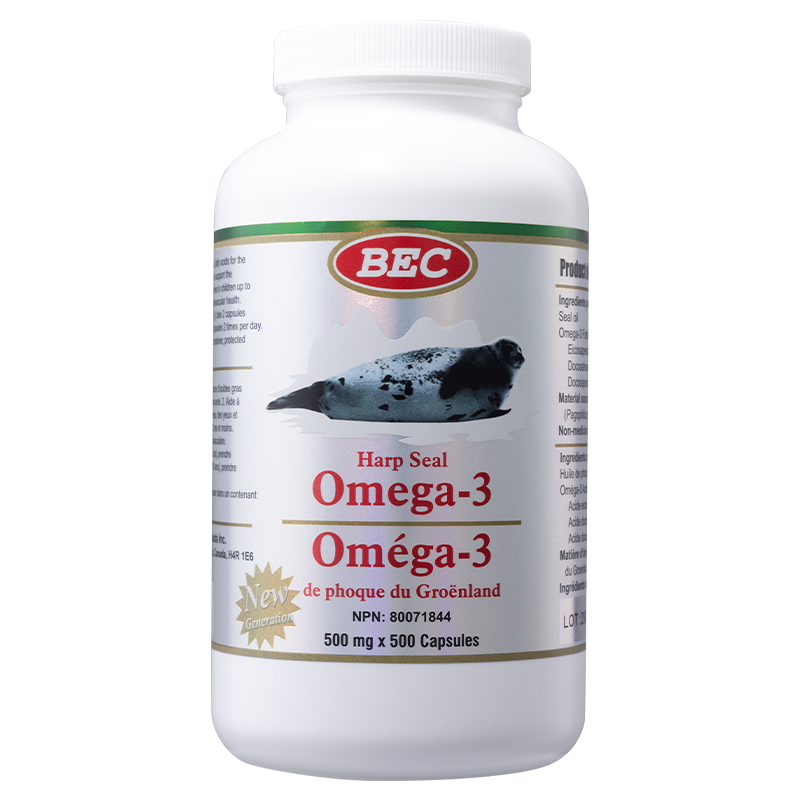 BEC Harp Seal Oil Omega-3 500mg 500 capsules - BEC - Bio Explorer ...