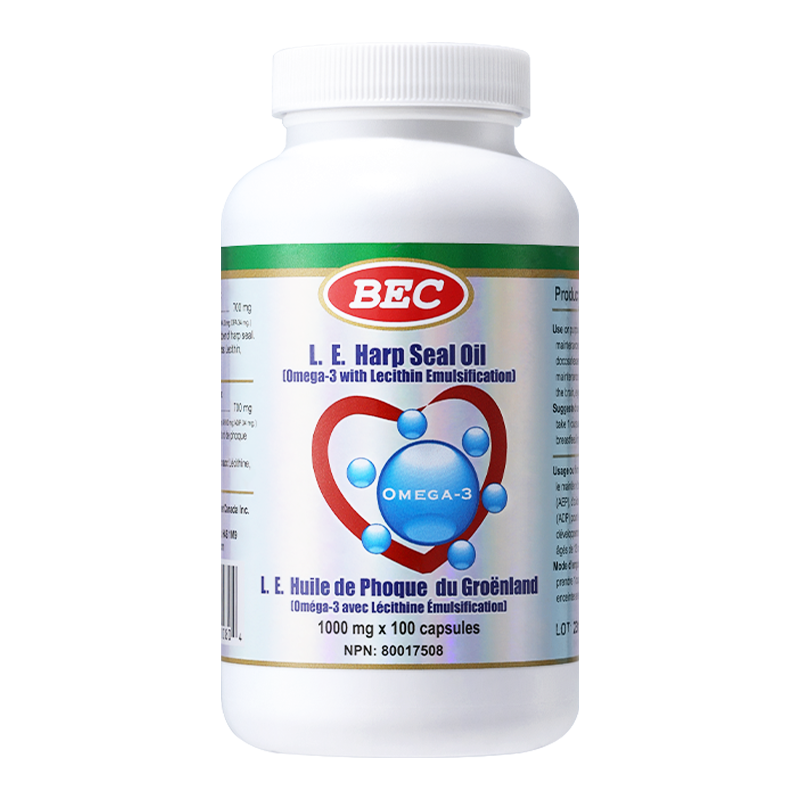 BEC L.E. Harp Seal Oil Omega-3 with Lecithin Emulsification 1000mg 100 ...