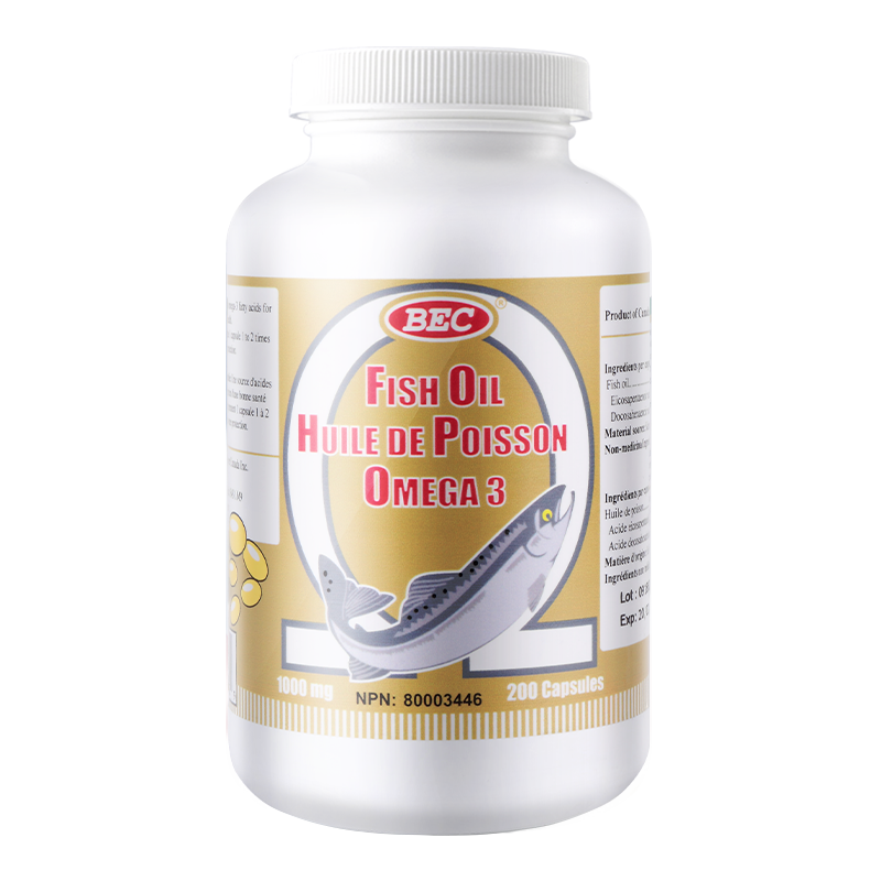 BEC Fish Oil Omega-3 1000mg 200 Capsules - BEC - Bio Explorer Canada ...