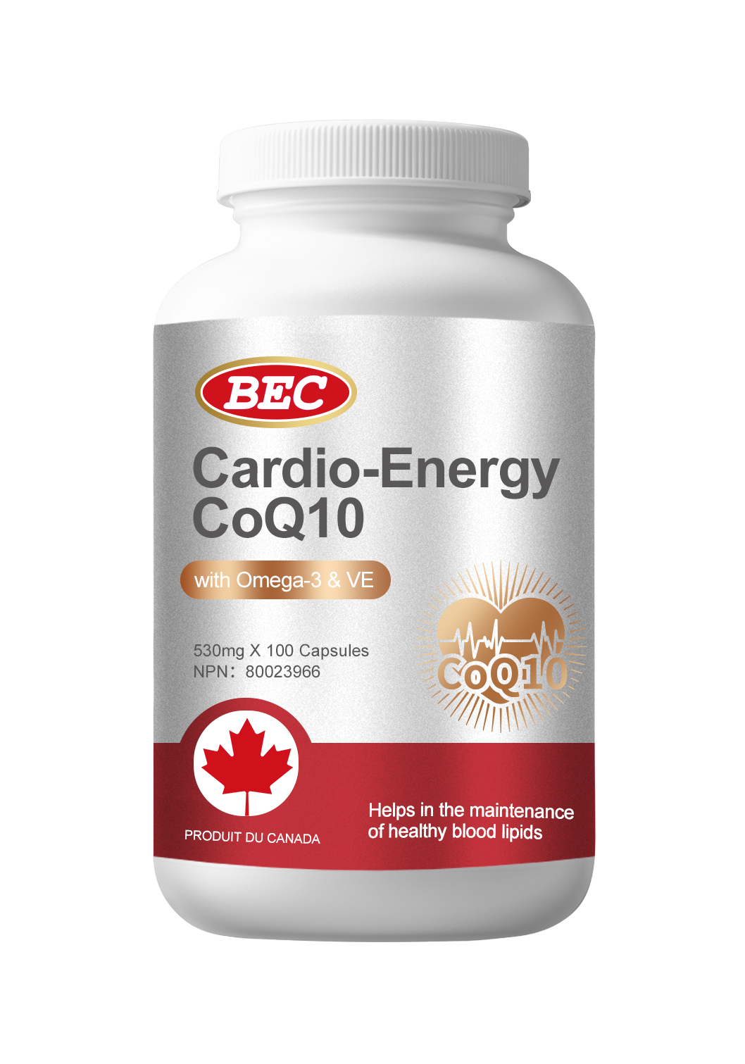 BEC Cardio Energy CoQ10 with Omega-3 & VE 530mg 100 Capsules - BEC ...
